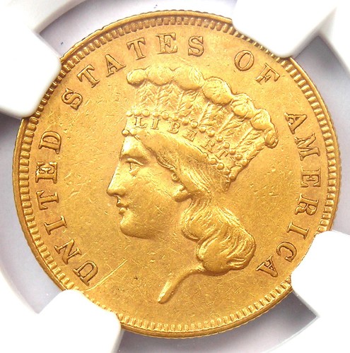 1862 Three Dollar Indian Gold Coin $3 - Certified NGC AU Details - Rare ...
