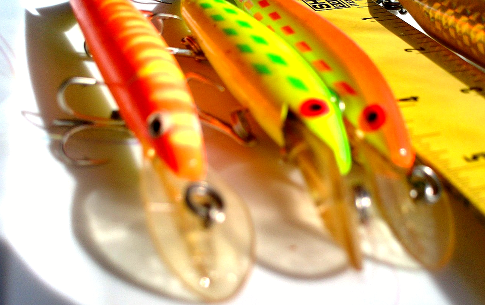 Lot 3 Vintage Rebel Fastrac Jointed Minnow Crankbait fishing lures w ...