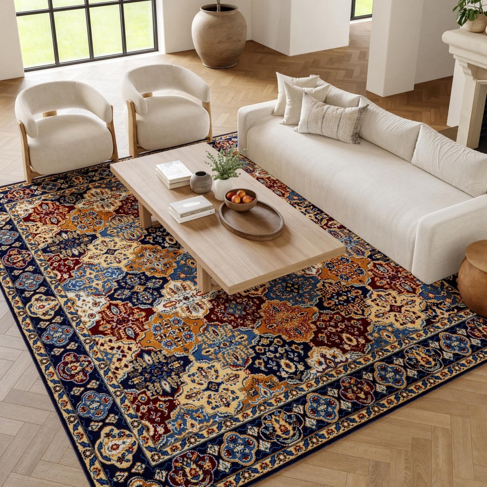 Home Grafix 9' x 12' Multicolor Fabric Traditional Area Rug | eBay