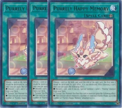 Yugioh - Purrely Happy Memory x 3 - 1st Edition Rare NM - Plus Free ...