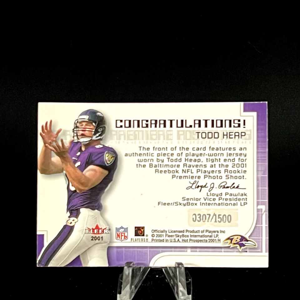 Todd Heap 2001 Hot Prospects Rookie Premiere Postmarks Jerseys #9 /1500 ...