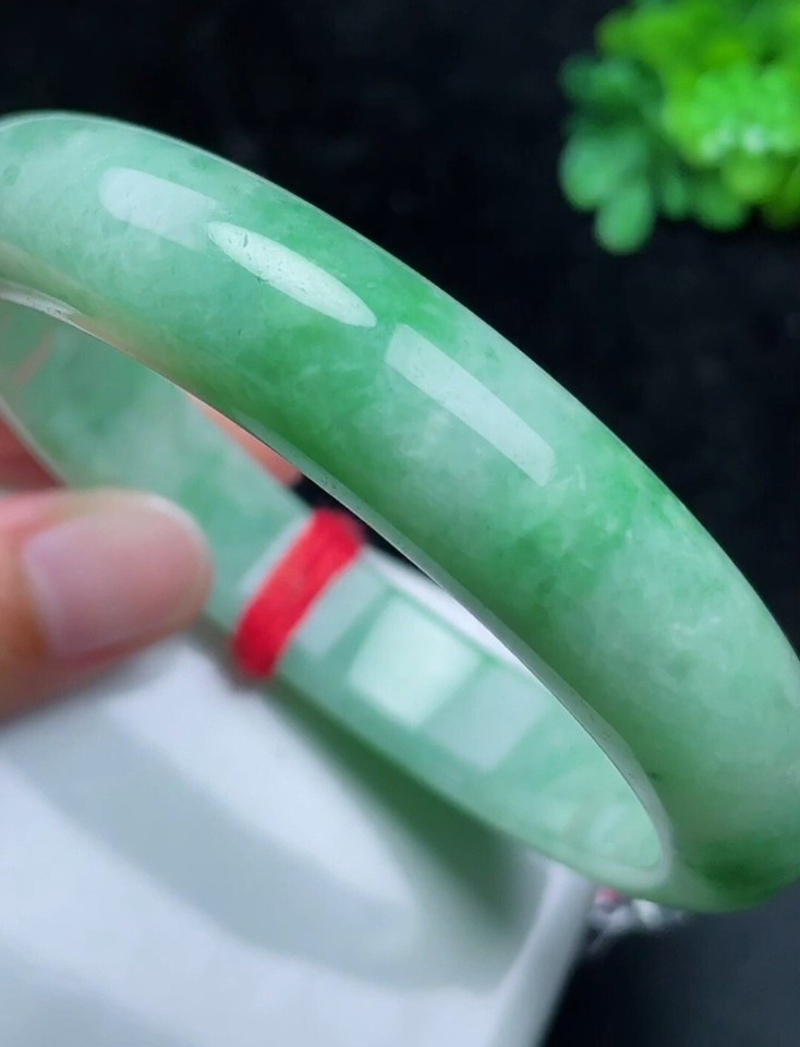 Certified Natural Jadeite Jade 57/58mm Floating Green Flower Bracelet ...