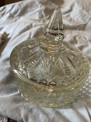 Indiana Clear Glass Princess Cut Diamond Point Lid Candy Dish | eBay