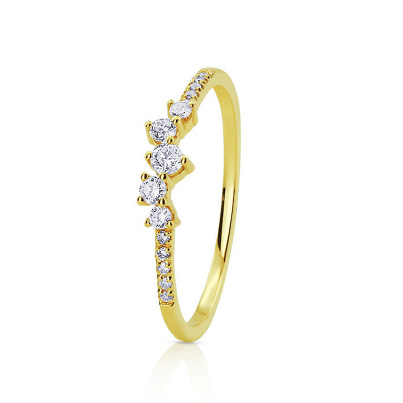 Silver Plated & Gold & Rose Gold Round Cut Cubic Zircon Wedding Ring Sz ...
