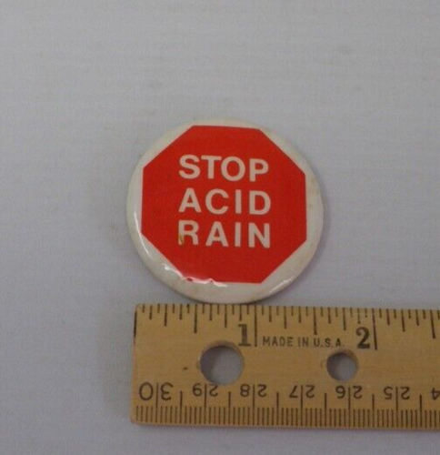 Stop Acid Rain Button Anti Pollution Environmental Protest Canadian 70 ...