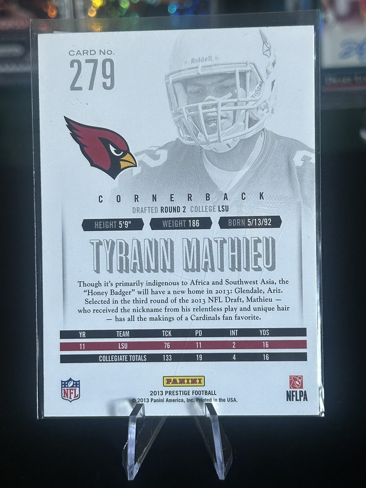 Tyrann Mathieu - 2013 Prestige Rookie RC #279 LSU Arizona Cardinals ...