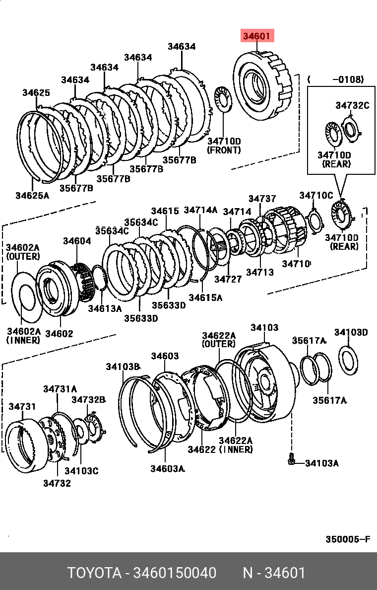 Genuine OE drum sub-assy, overdrive direct clutch, 3460150040 for ...