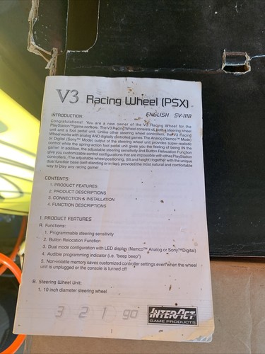 InterAct V3 Racing Wheel & Pedals * Playstation PS1 * PS2 Game Console ...