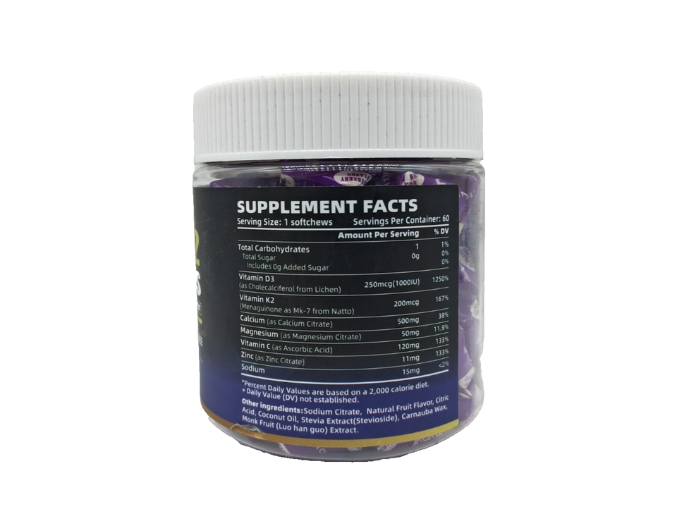 Happyummmm D3 & K2 Softchews, 60 ct, Advanced Complex, Blueberry, Exp ...