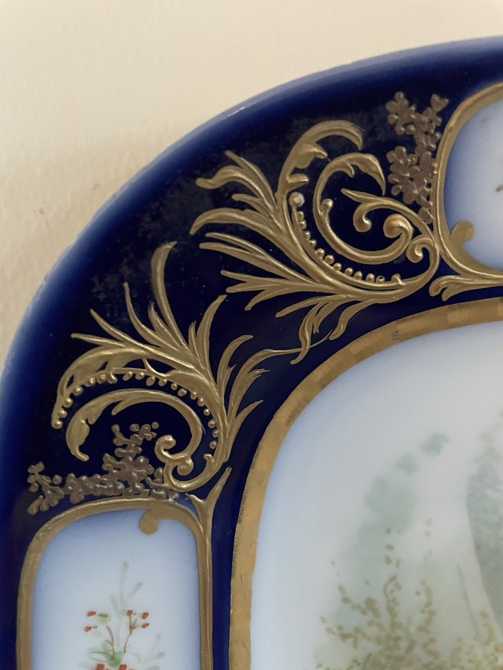 Antique Sevres Hand Painted Collector Plate/Cobalt blue, Gold Trim 9 ...
