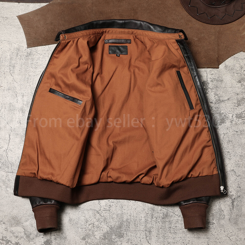 Tea Core Leather A2 Pilot Jacket Classic American Retro Men's Lapel ...