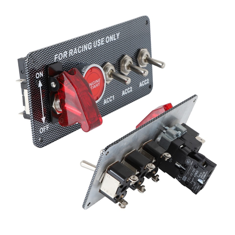 12V Race Car Toggle Ignition Engine Start Push Button Carbon Fiber ...