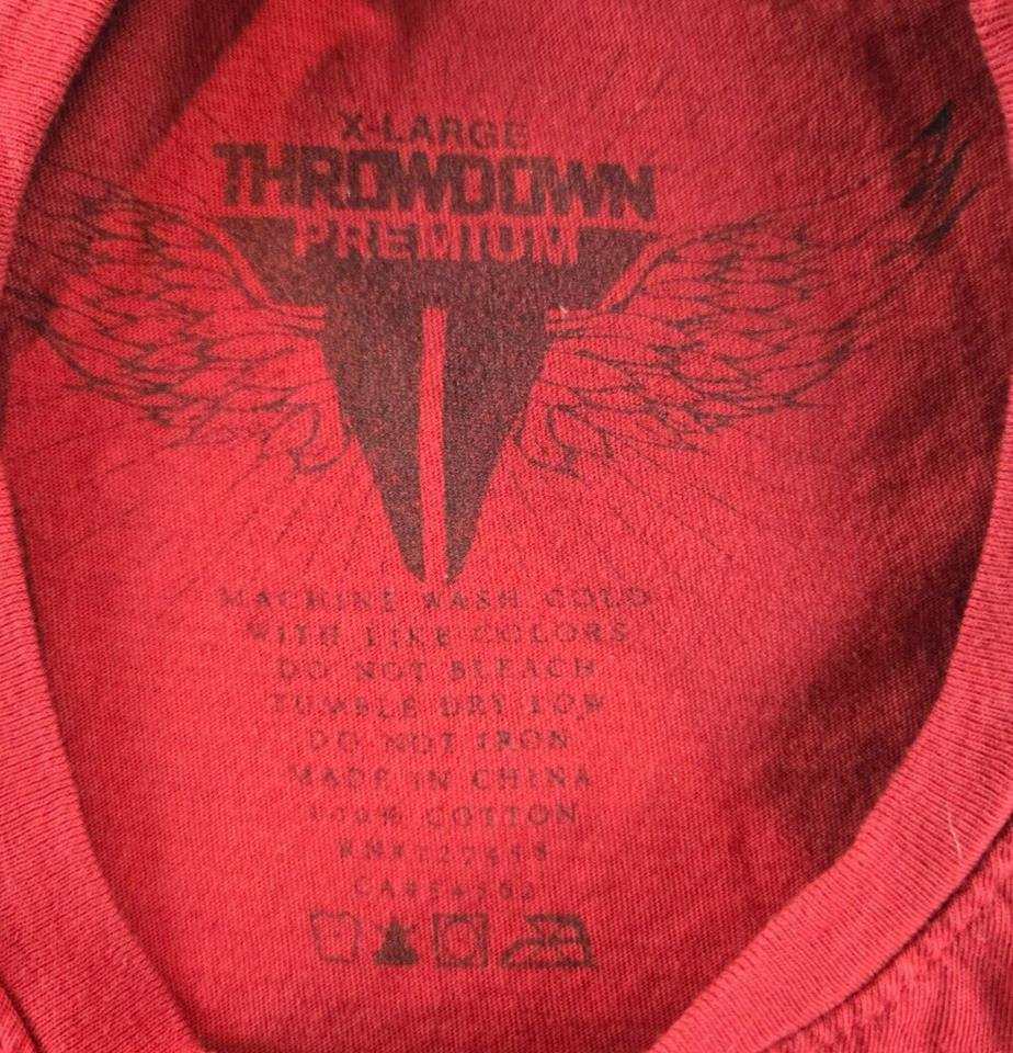 Affliction Shirt Mens XL Red Throwdown Premium Spellout Mens T Shirt ...