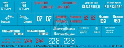Peddinghaus 1/48 Soviet Russian T-34 Tank Markings WWII (11 tanks ...