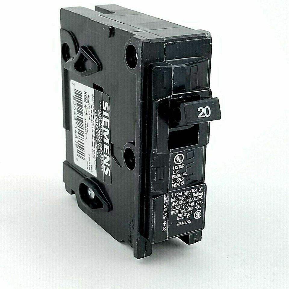 Siemens Q120 20 Amp Single-Pole Type QP Circuit Breaker Plug On New 2 ...