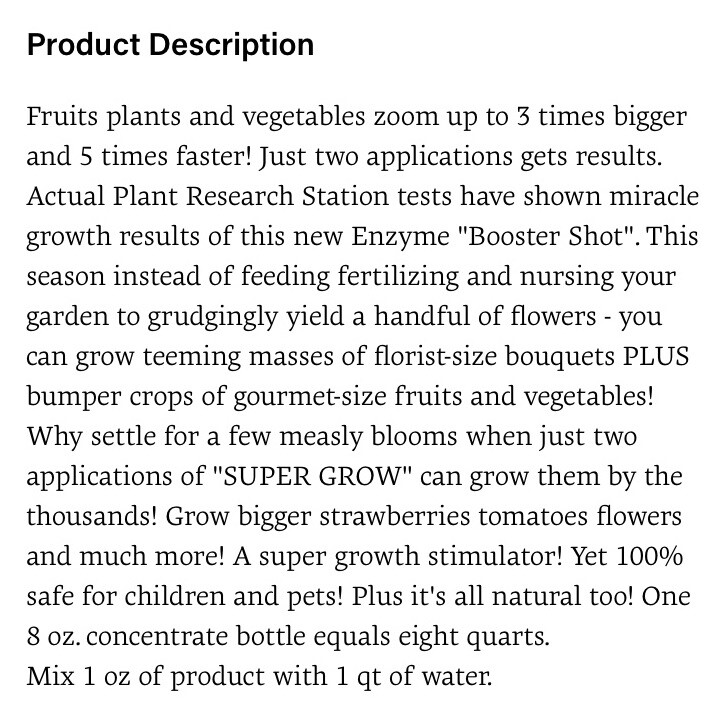 Super Grow Natural Plant Enzyme Booster Houseplants Gardens 8fl Oz | eBay