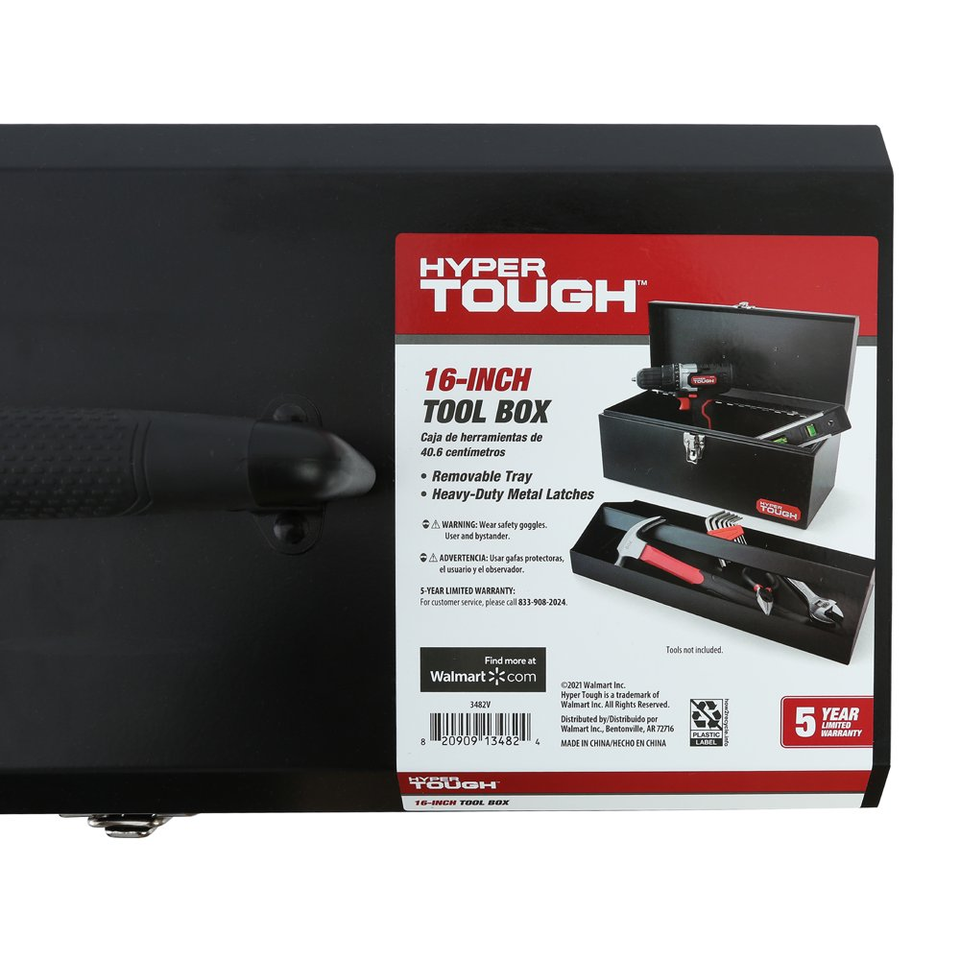 Metal Tool Storage Box with Removable Tool Tray & Lockable Metal Latch ...