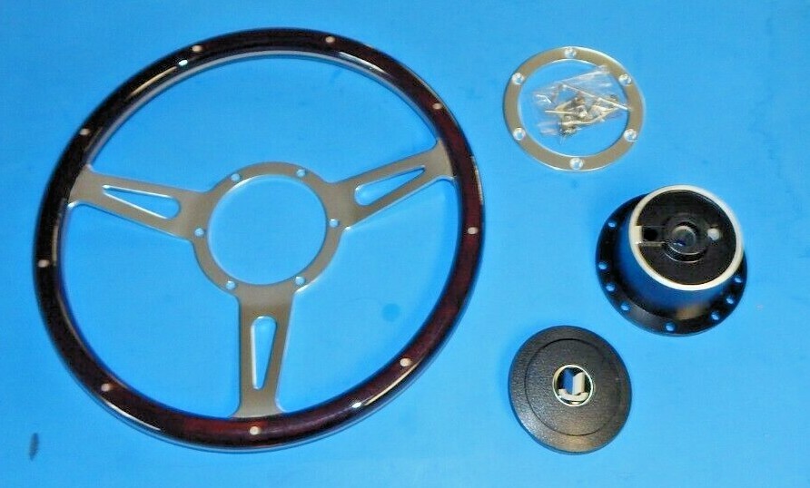 New 13" Dark Wood Steering Wheel and Hub Adaptor Triumph TR4 TR4A TR250 ...