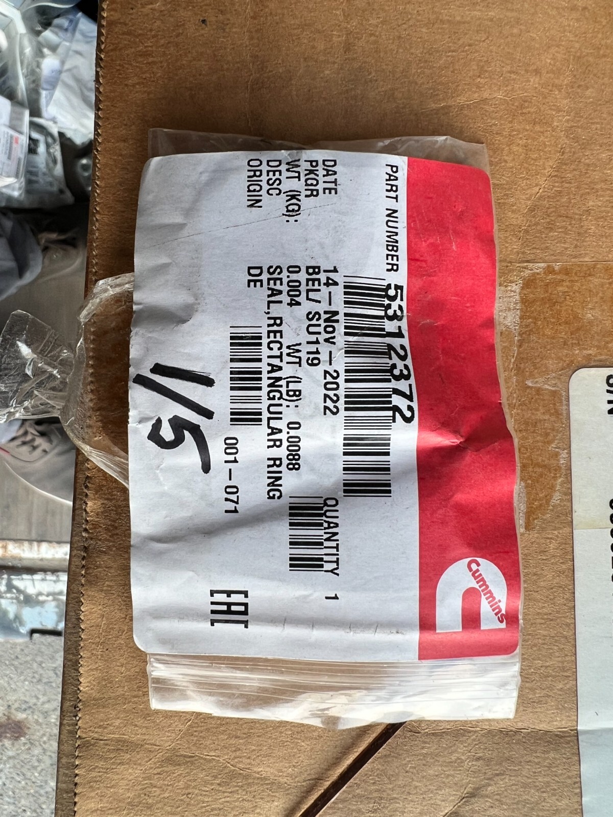 GENUINE NEW OEM CUMMINS RECTANGULAR RING SEAL 5312372 | eBay