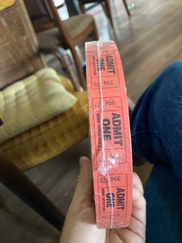 Vintage Red ADMIT ONE Numbered TICKETS Roll Admission Tags Paper ...