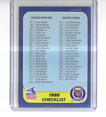 1986 Fleer #656 Checklist | eBay