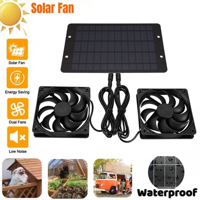 Solar Panel Powered Fan for Shed,Chicken Coop,Waterproof Dual Fan ...