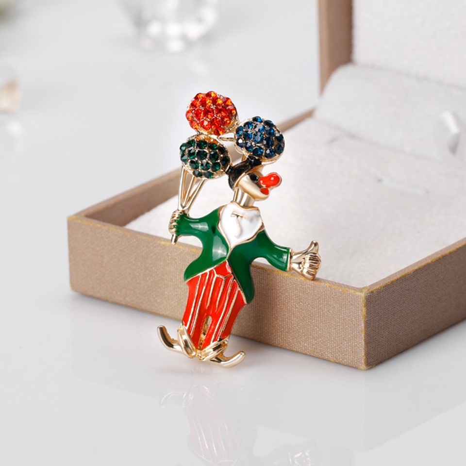 2Pcs Metal Christmas Clown Badges Brooches Female Rhinestone and ...