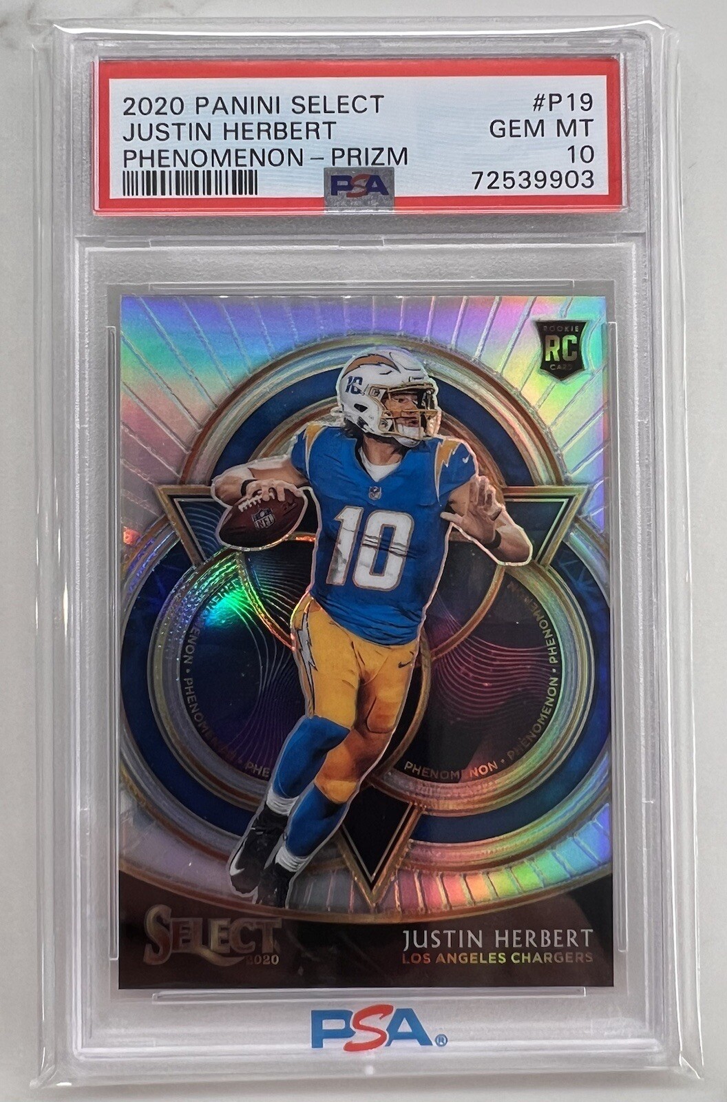 JUSTIN HERBERT 2020 Panini Select Phenomenon Silver Prizm #P19 Rookie RC PSA 10 | eBay