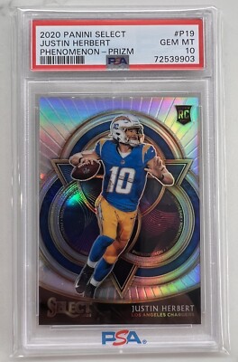 JUSTIN HERBERT 2020 Panini Select Phenomenon Silver Prizm #P19 Rookie ...