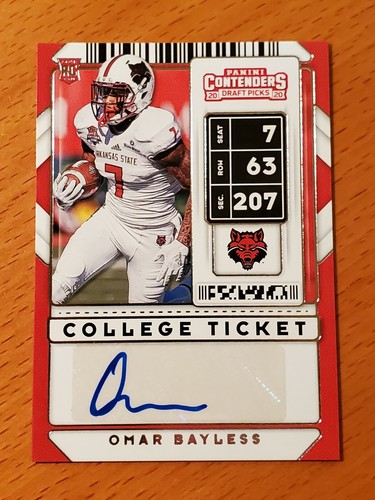 2020 Contenders Draft #295 Omar Bayless Arkansas State Rookie WR Auto ...