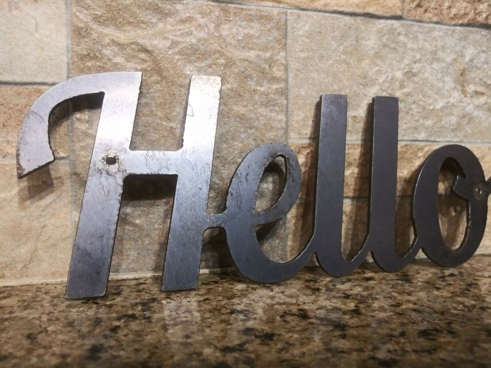 HELLO Metal Wall Art Word Quote Metal Sign Decor, Steel RUSTIC Crafts ...