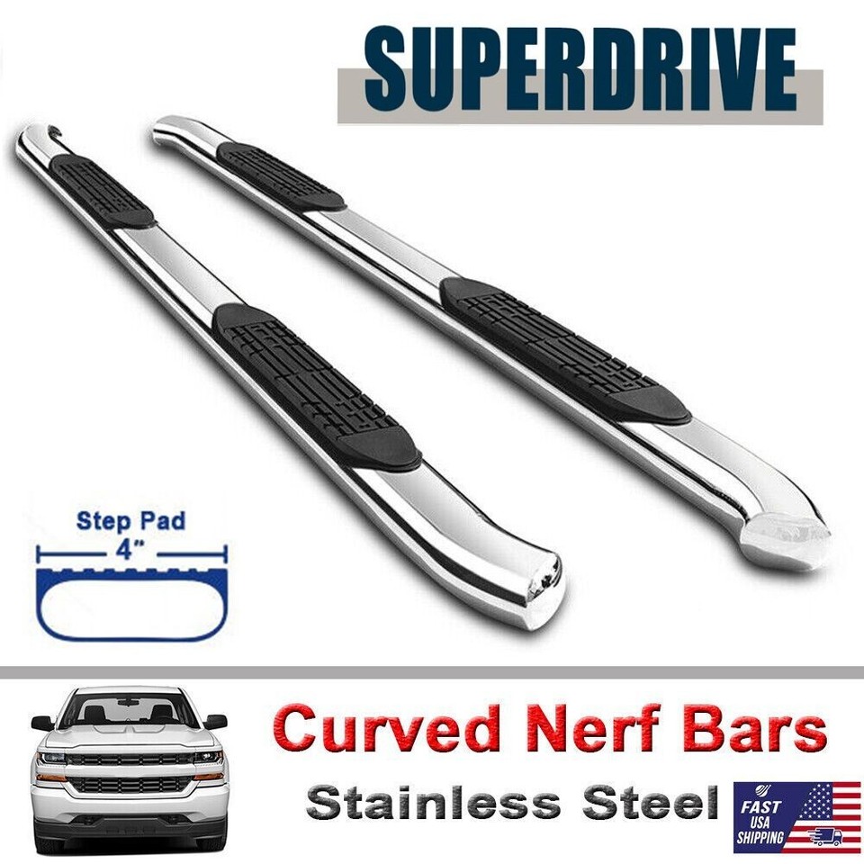 4" Curved Chrome Nerf Bars Side Steps Boards For 2015-2023 GMC CANYON ...