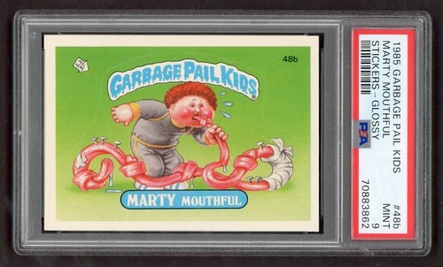 1985 Garbage Pail Kids GPK Stickers #48b Mouthful Marty Glossy PSA 9 ...