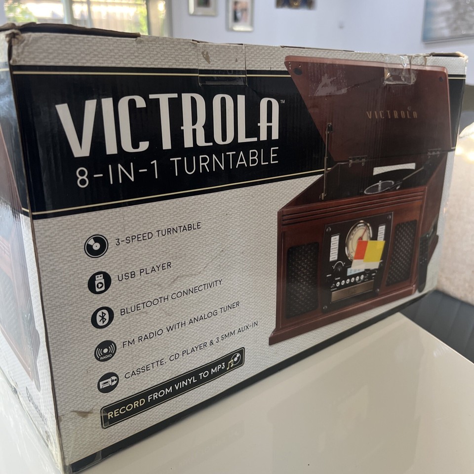 Victrola Navigator 8-in-1 Classic Bluetooth Record Player with USB ...