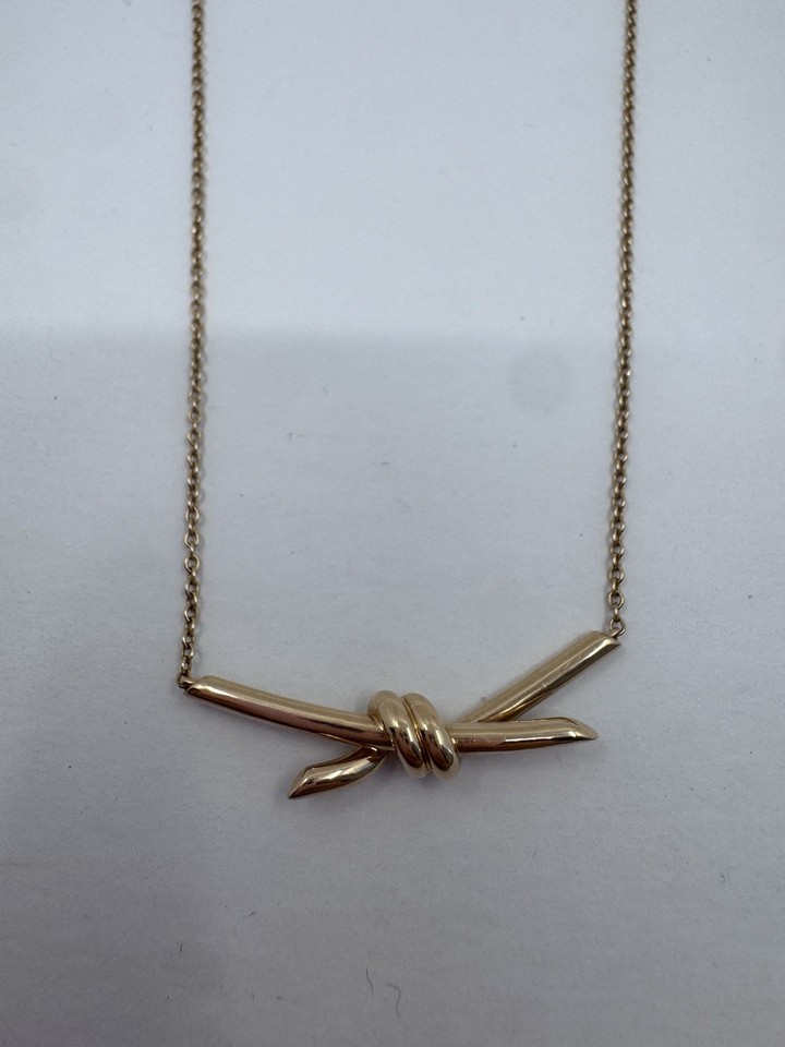 Tiffany & Co. Knot Pendant Necklace in 18k Rose Gold On Adjustable 15 ...