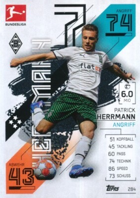 284 BORUSSIA M'GLADBACH - HERRMANN PATRICK - GERMANY CARD TOPPS ...