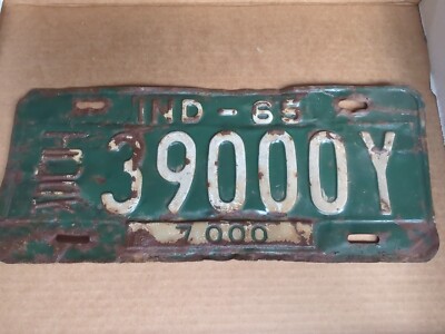 1965 INDIANA TRUCK LICENSE PLATE original paint 7000 Lb #39000Y | eBay