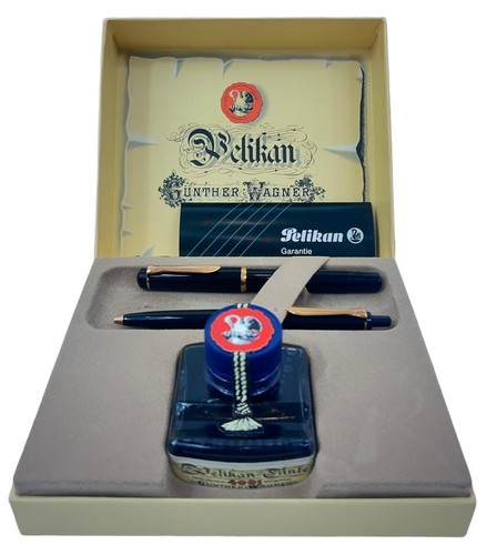 Parure Pelikan Stylo-Plume - + Stylo-Plume à Bille + Encre Bleu + Boîte ...