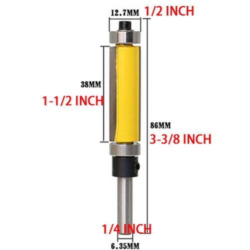 1-1/2" Flush Trim Top and Bottom Bearing Router Bit - 1/4" (6.35mm ...