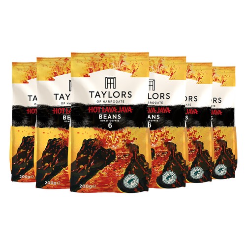 TAYLORS OF HARROGATE HOT LAVA JAVA 200g BEANS 1/3/6 BAGS: YOU CHOOSE ...
