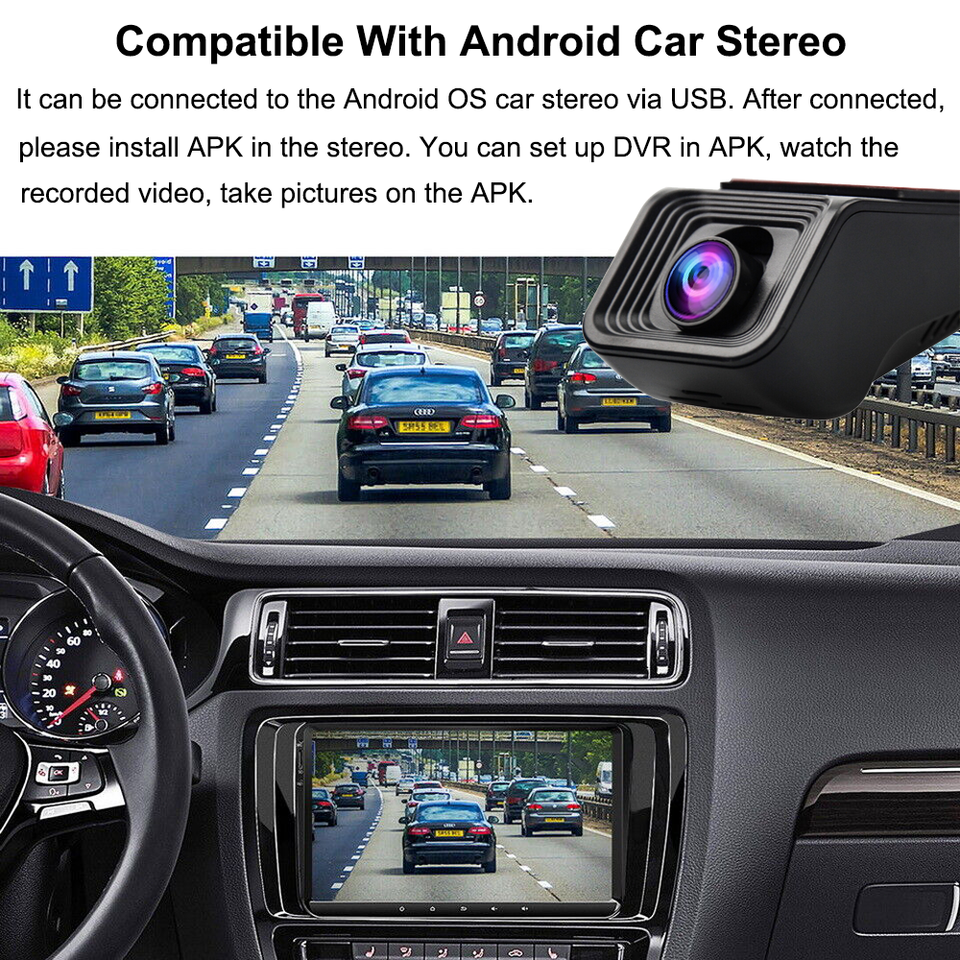 1080P HD Car Dash Cam Video DVR Cam Recorder ADAS Drive For Android Car ...