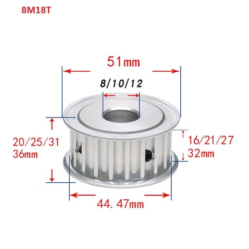 HTD-8M 15-40T Timing Pulley Pitch 8mm Synchronous Wheel Width 16/21/27 ...