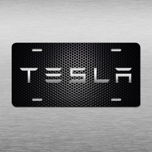 Tesla Inspired Art Black Mesh Flat Aluminum Model X Y 3 S Auto License ...
