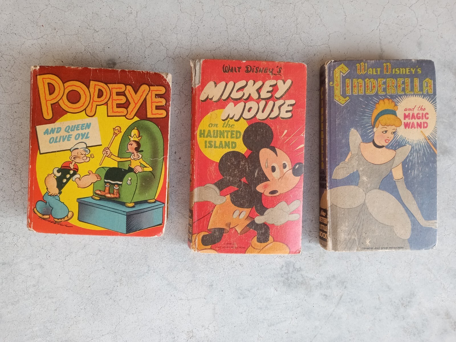 3 Little Books Popeye, Mickey Mouse & Cinderella | eBay