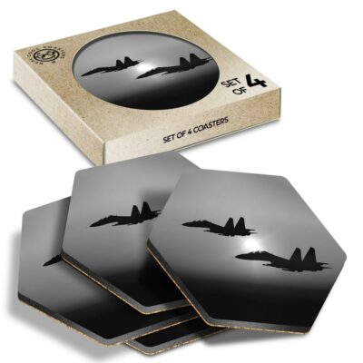 4 x Hexagon Coasters - BW - Military Fighter Jet Plane Sunset #36742 | eBay