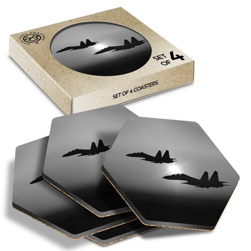 4 x Hexagon Coasters - BW - Military Fighter Jet Plane Sunset #36742 | eBay