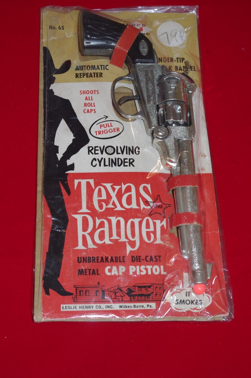 1950 1960 LESLIE HENRY TEXAS RANGER DIE CAST SMOKING GUN ON ORIGINAL ...