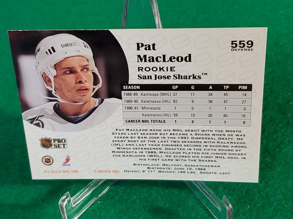 1991-92 Pro Set Pat MacLeod Rookie San Jose Sharks #559 | eBay
