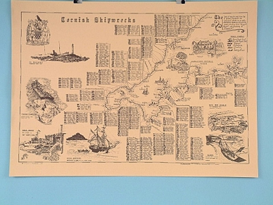 Coastal Shipwreck Maps Cornwall Devon Wales Dorset IOW Channel Sussex ...