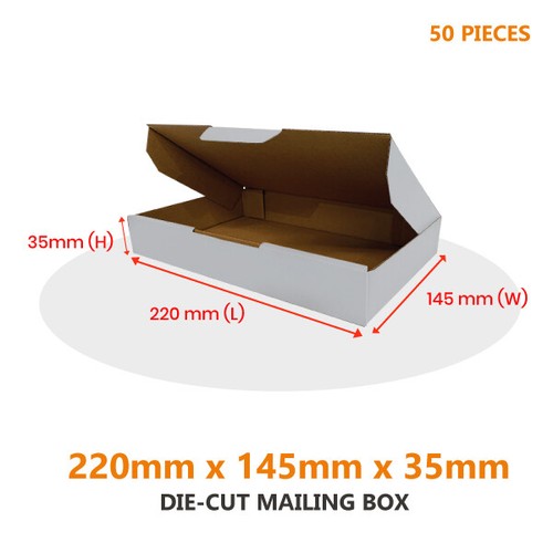 50x Die Cut Mailing Boxes 220mm x 145mm x 35mm For Small Satchel ...